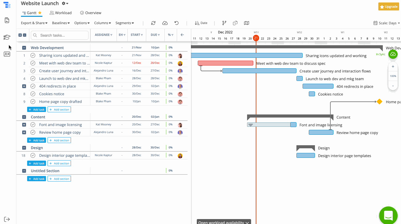 Instagantt + Asana