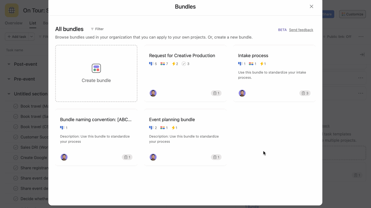 Applying bundles to projects