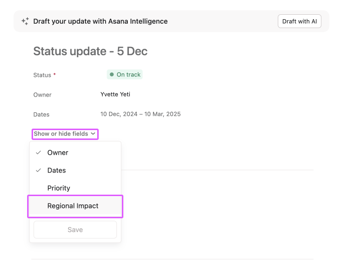 Project progress and status updates