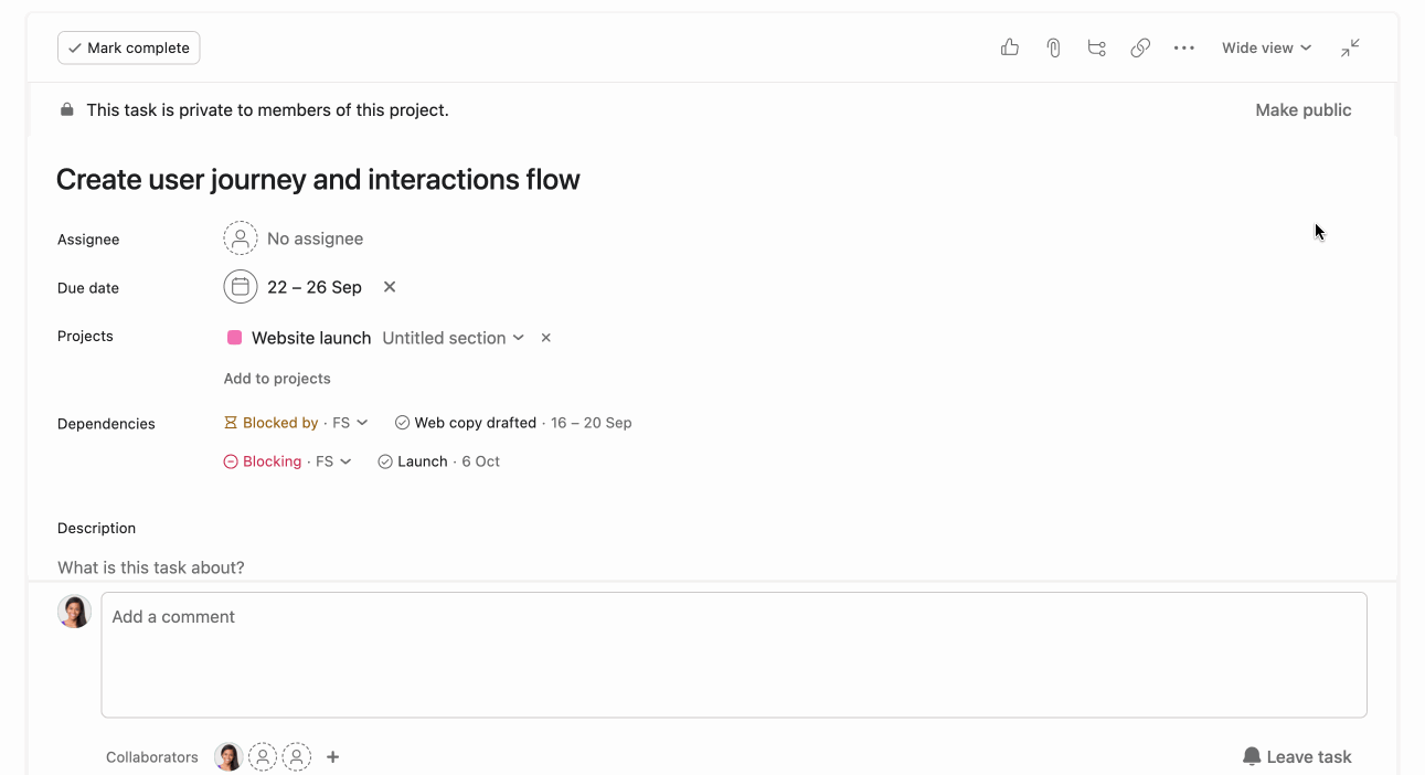 Converting tasks into projects