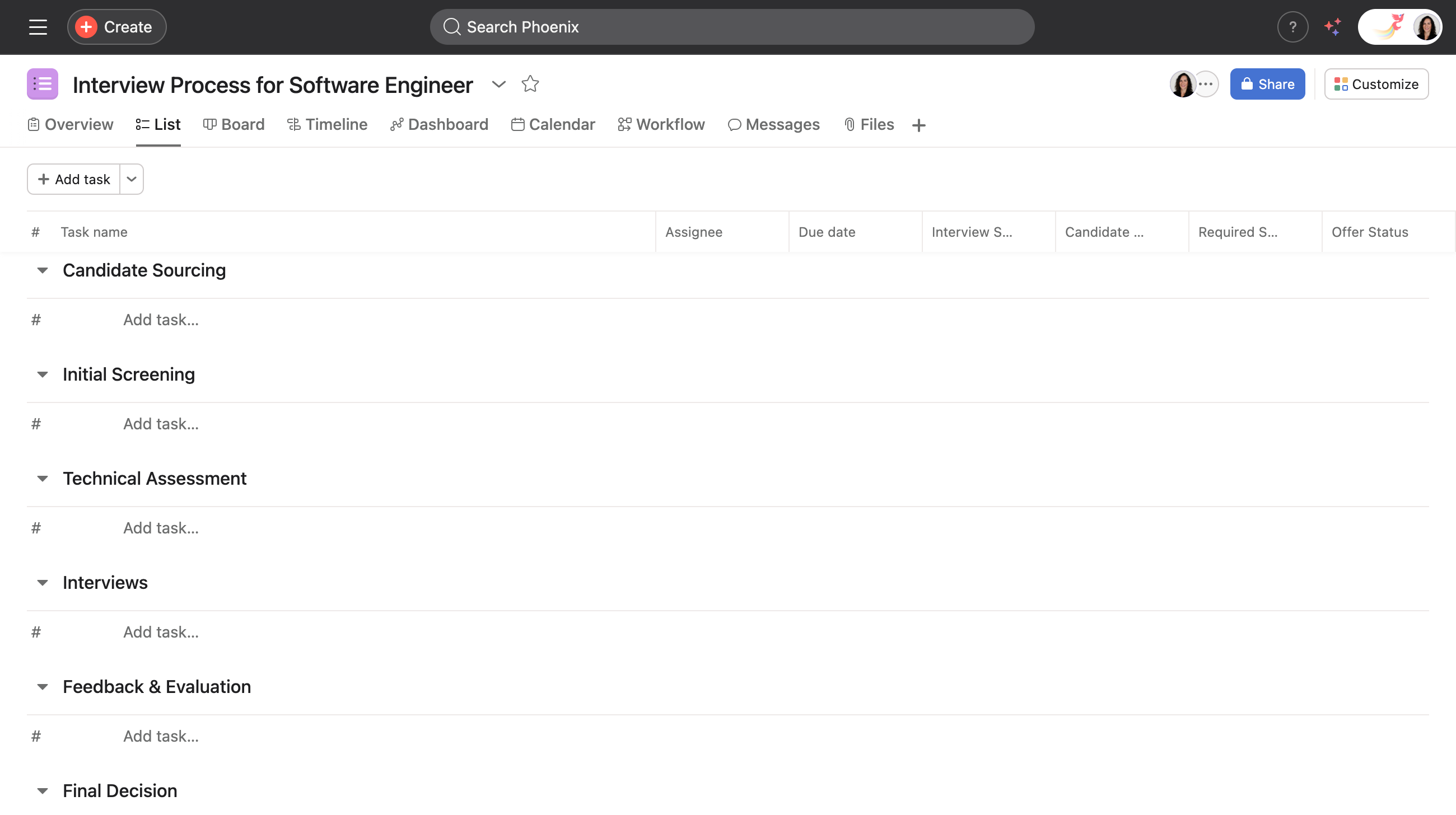 Streamline Your Interview Process with Asana