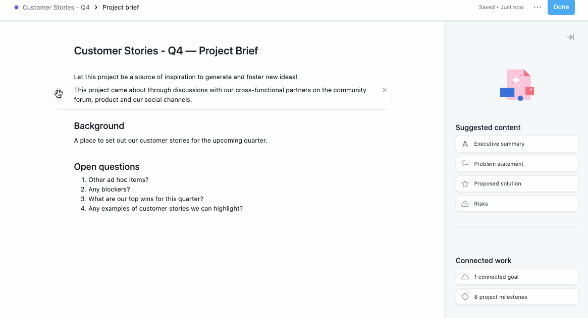 Project overview tab