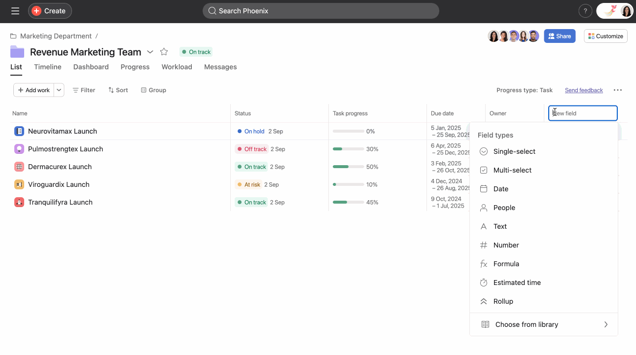 Portfolio progress and reporting