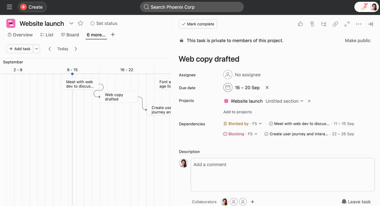 Converting tasks into projects