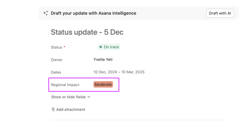 Project progress and status updates