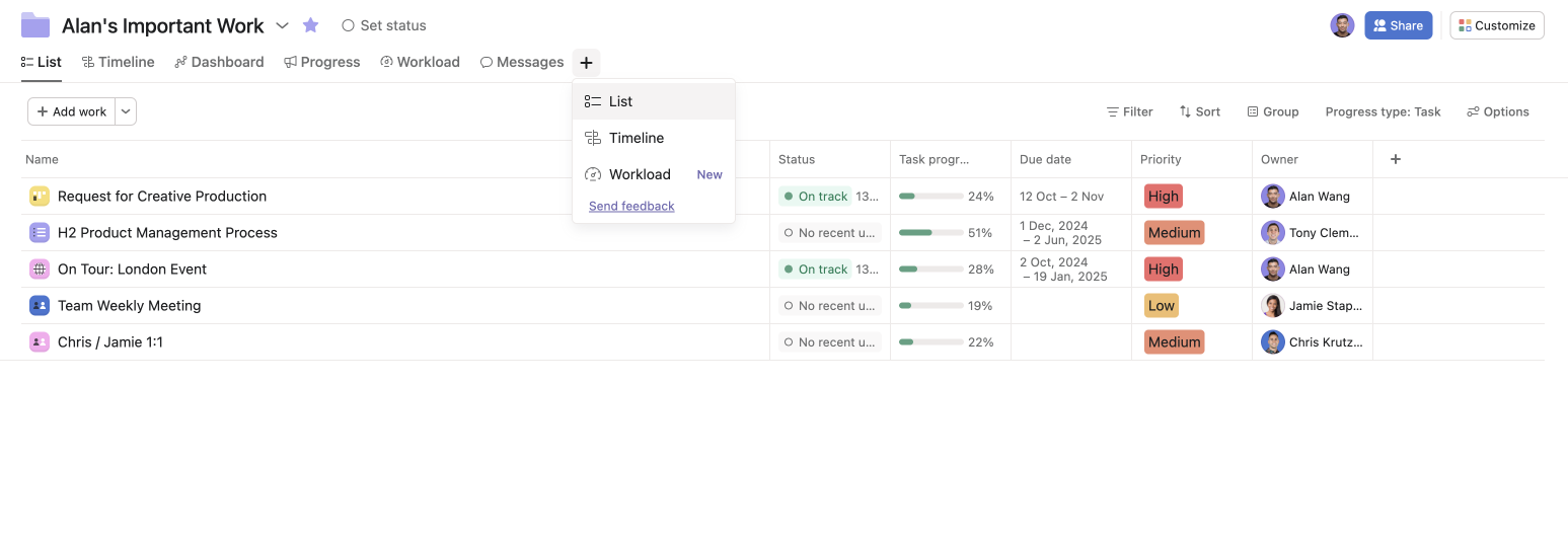 Portfolio Saved Views