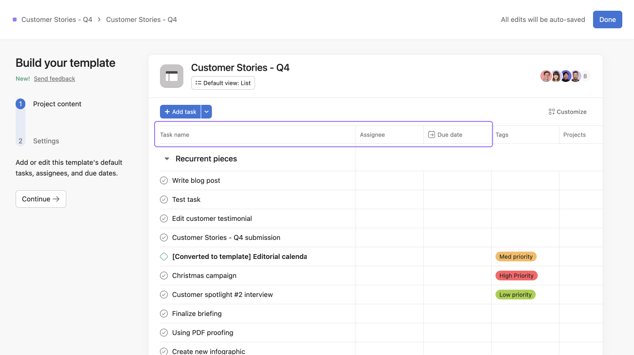 How To Use Asana Project Templates Product Guide Asana Product Guide