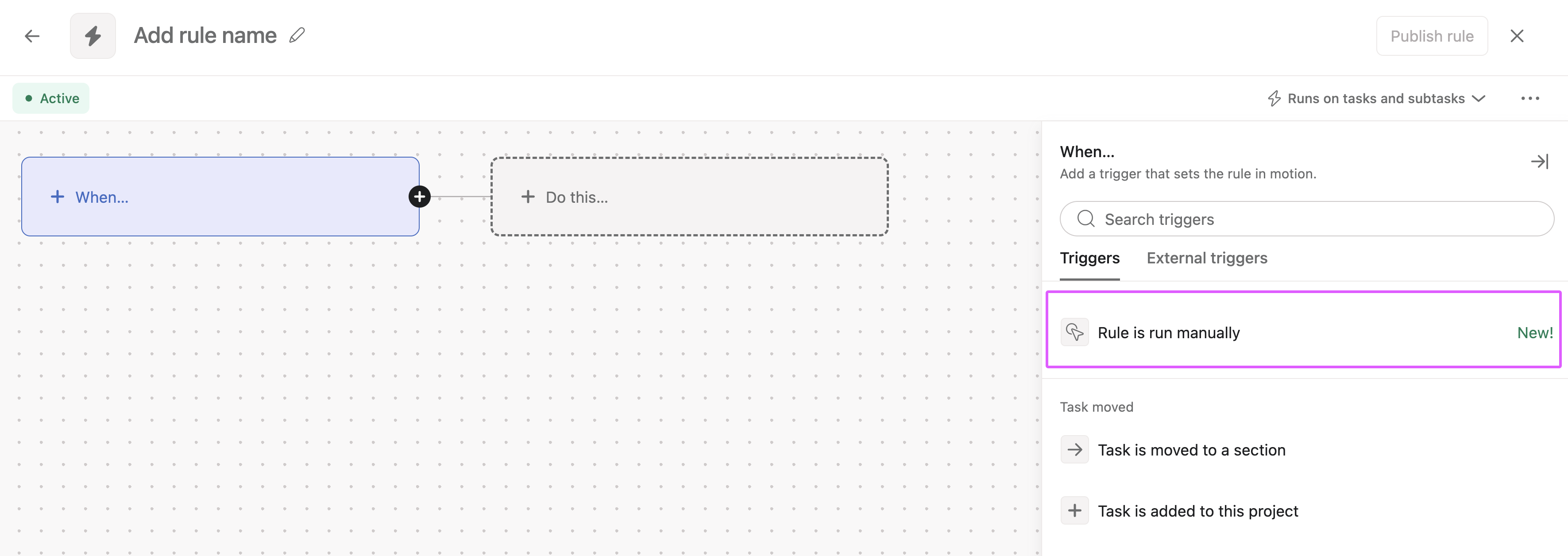 Manual rule triggers