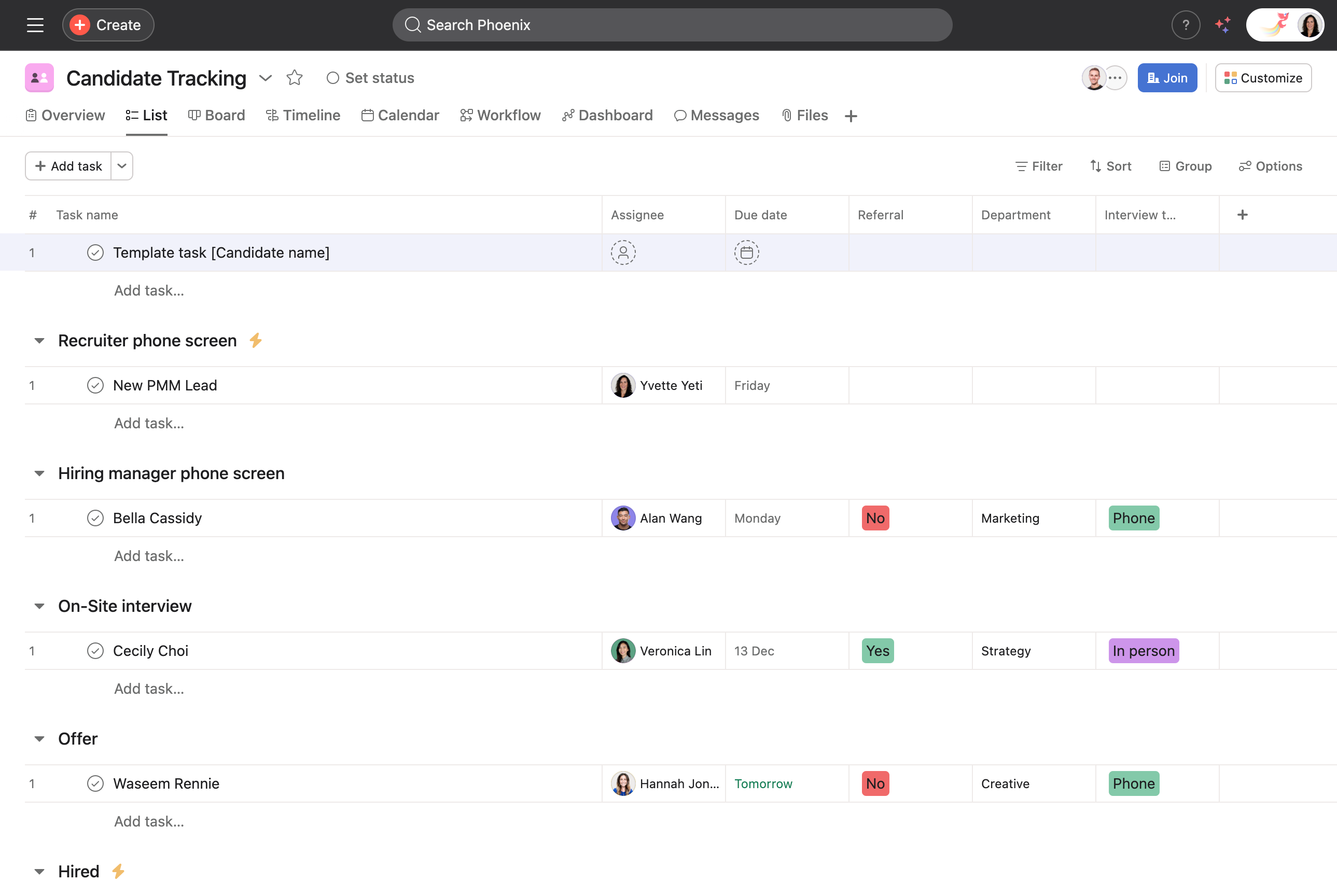 Optimize Candidate Tracking and Streamline Recruitment with Asana