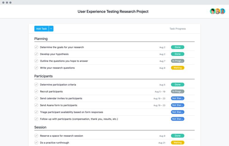 Usability Testing Template Asana