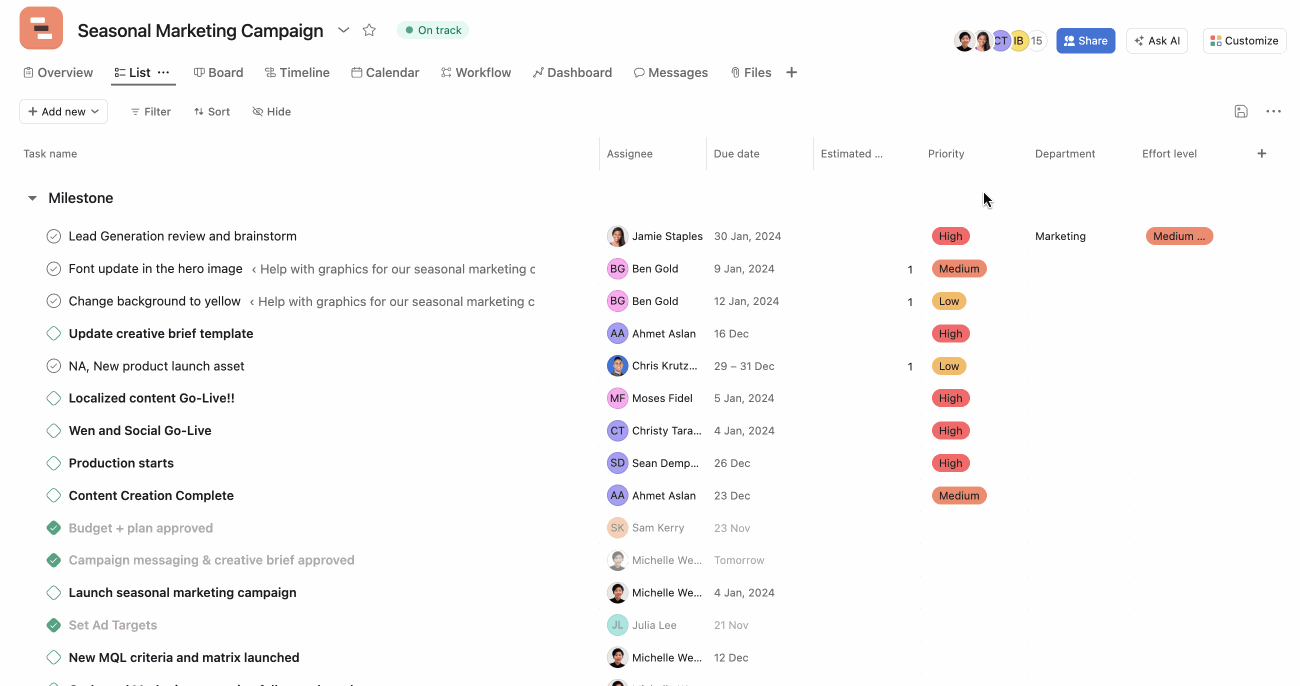 Master Task Prioritization in Asana