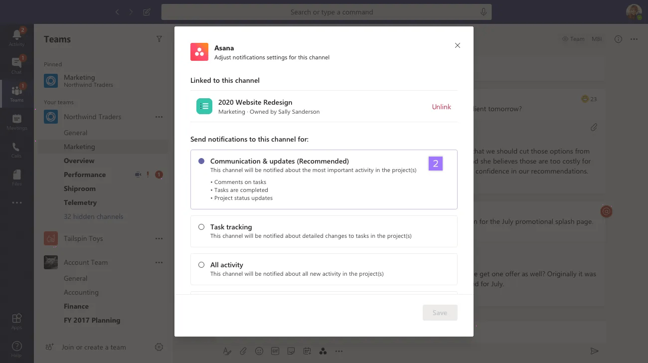 Microsoft Teams and Asana integration