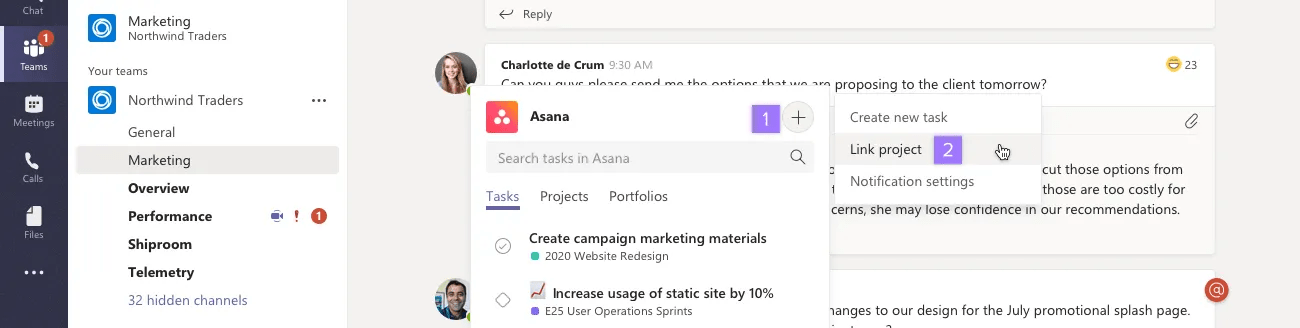 Microsoft Teams and Asana integration
