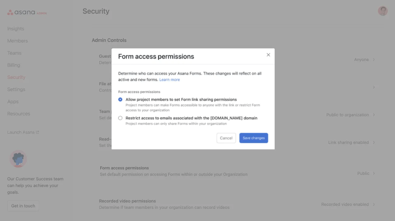 Forms access permissions