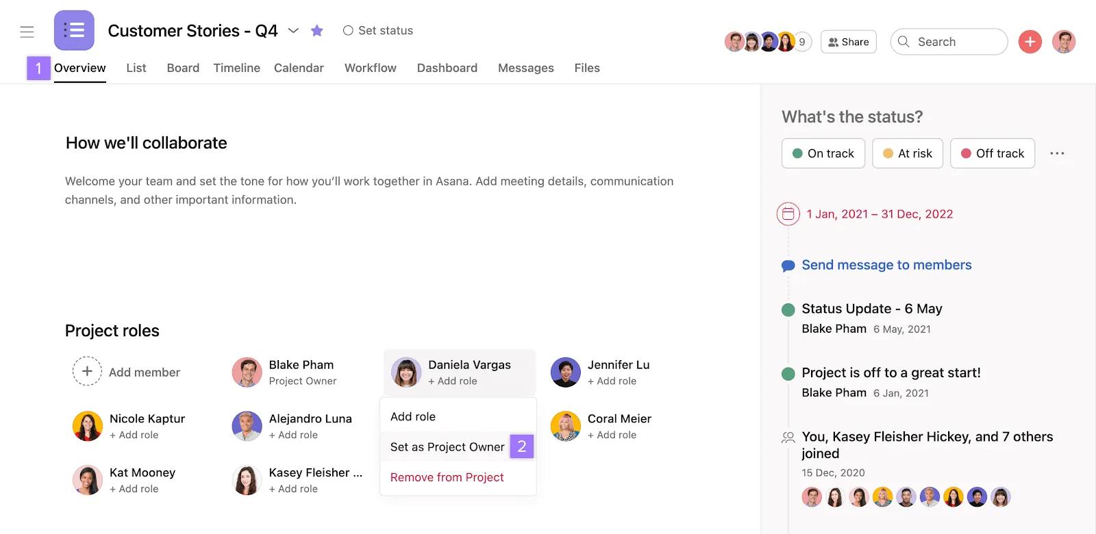 Project owner and members