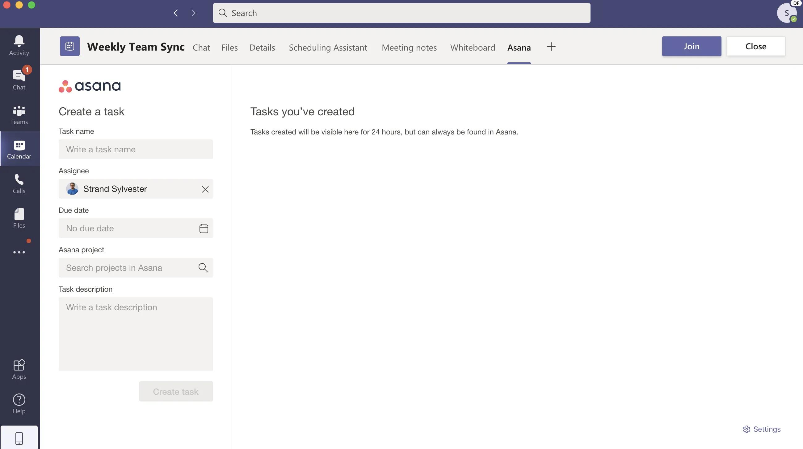 Microsoft Teams and Asana integration