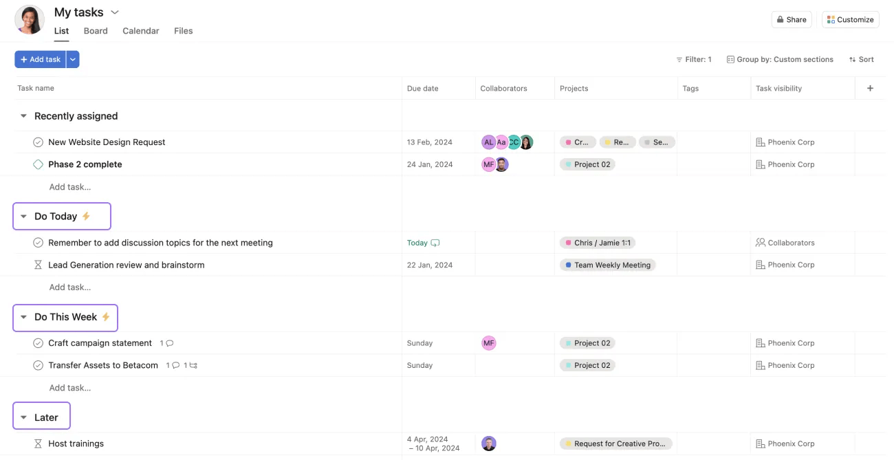 Maximize Productivity with Asana My Tasks
