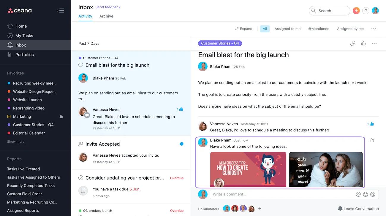 Task comments and attachments