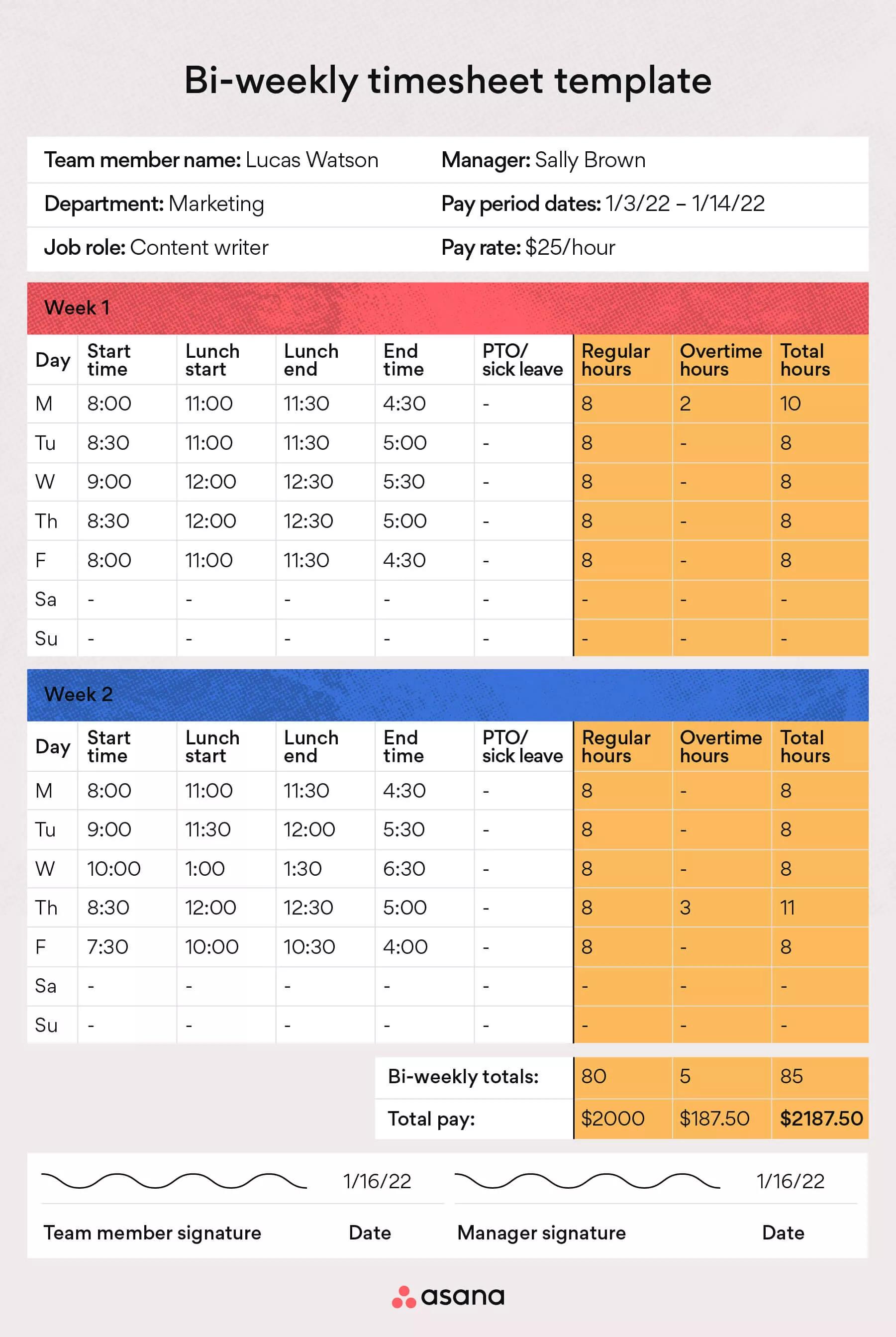 10 Weekly Timesheet Templates Sample Templates Printable Bi Weekly