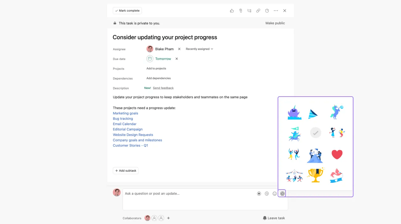 Text formatting in Asana