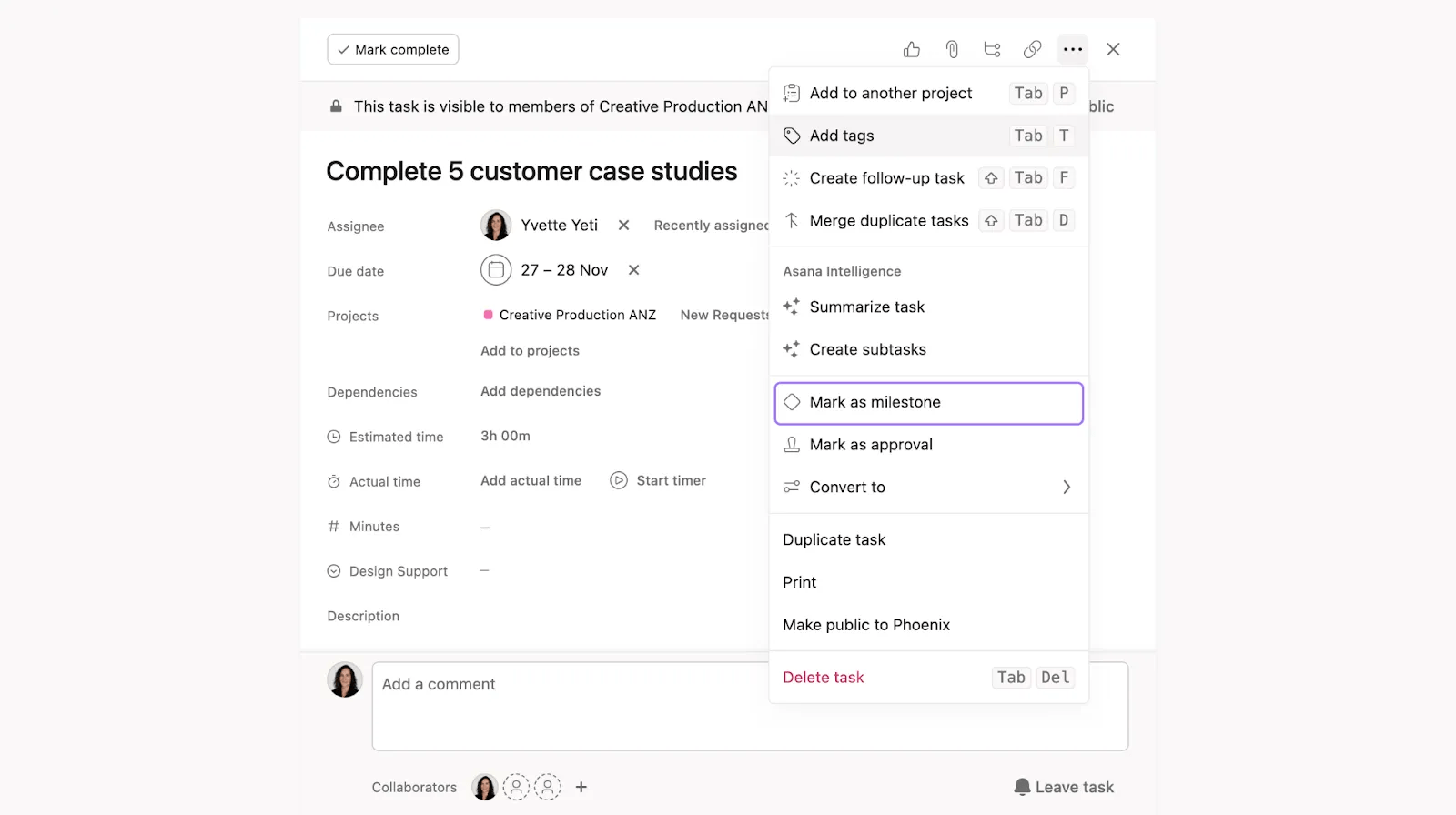 Different Types of Tasks in Asana
