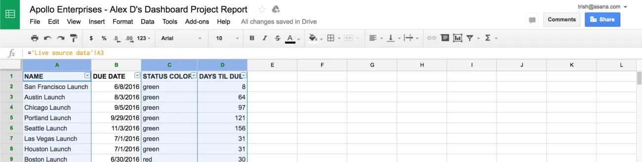 Google Sheets & Asana