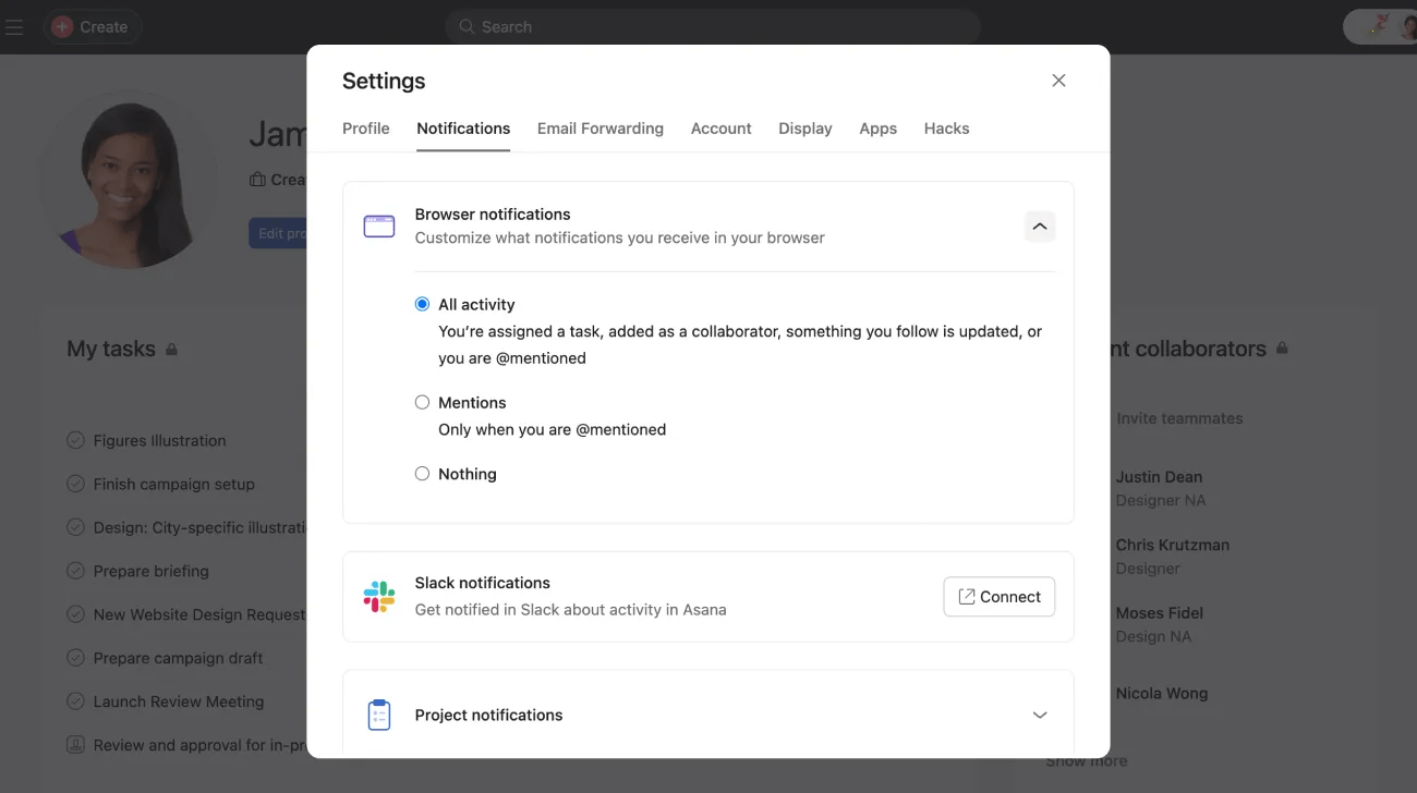 Notification settings