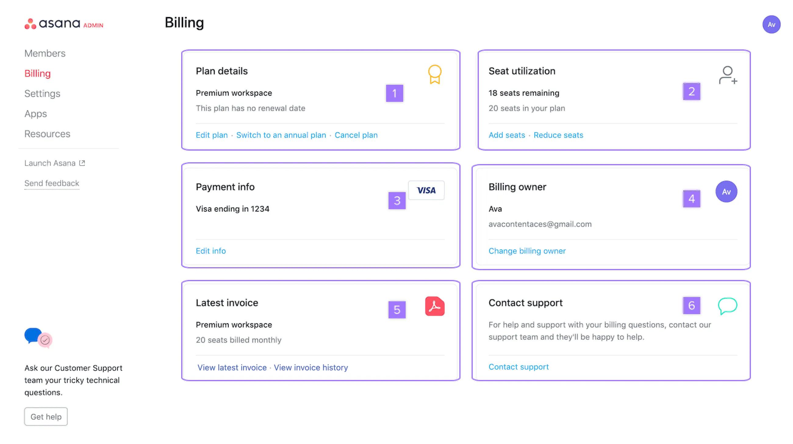 Accessing your billing page