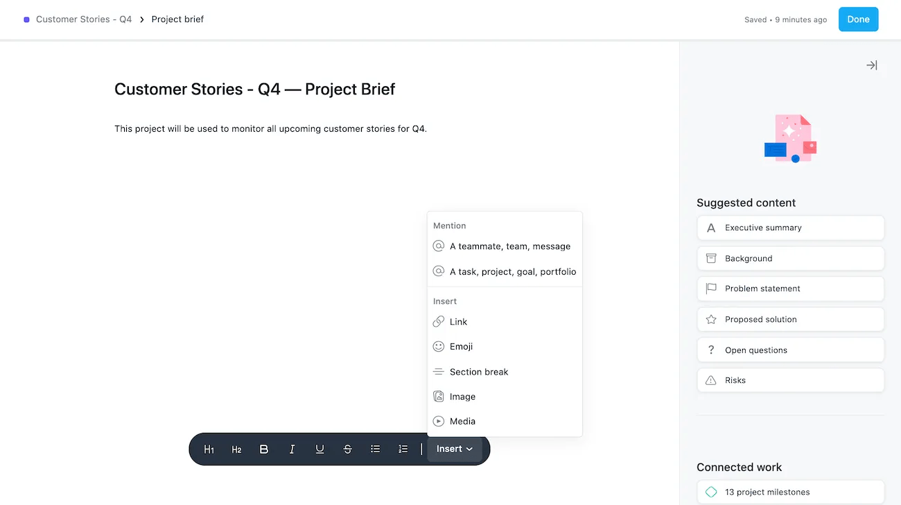 Project overview tab