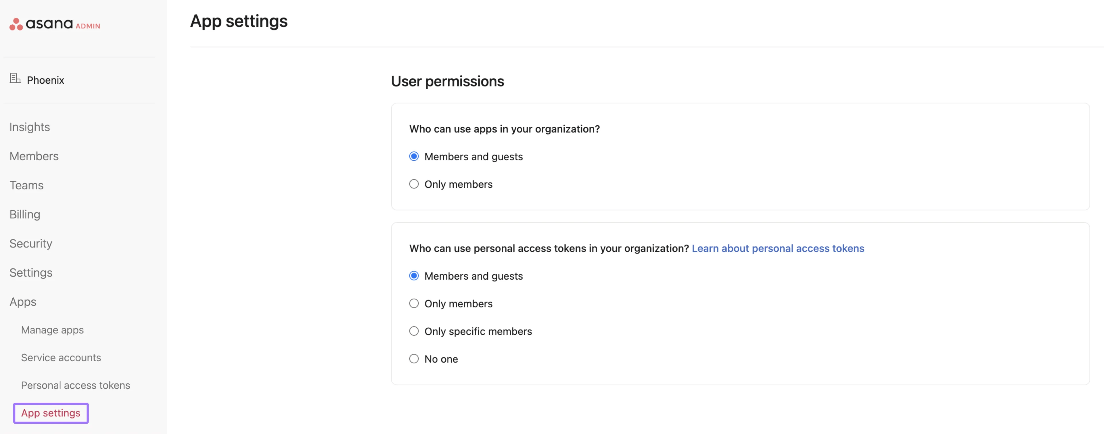 App management and integrations