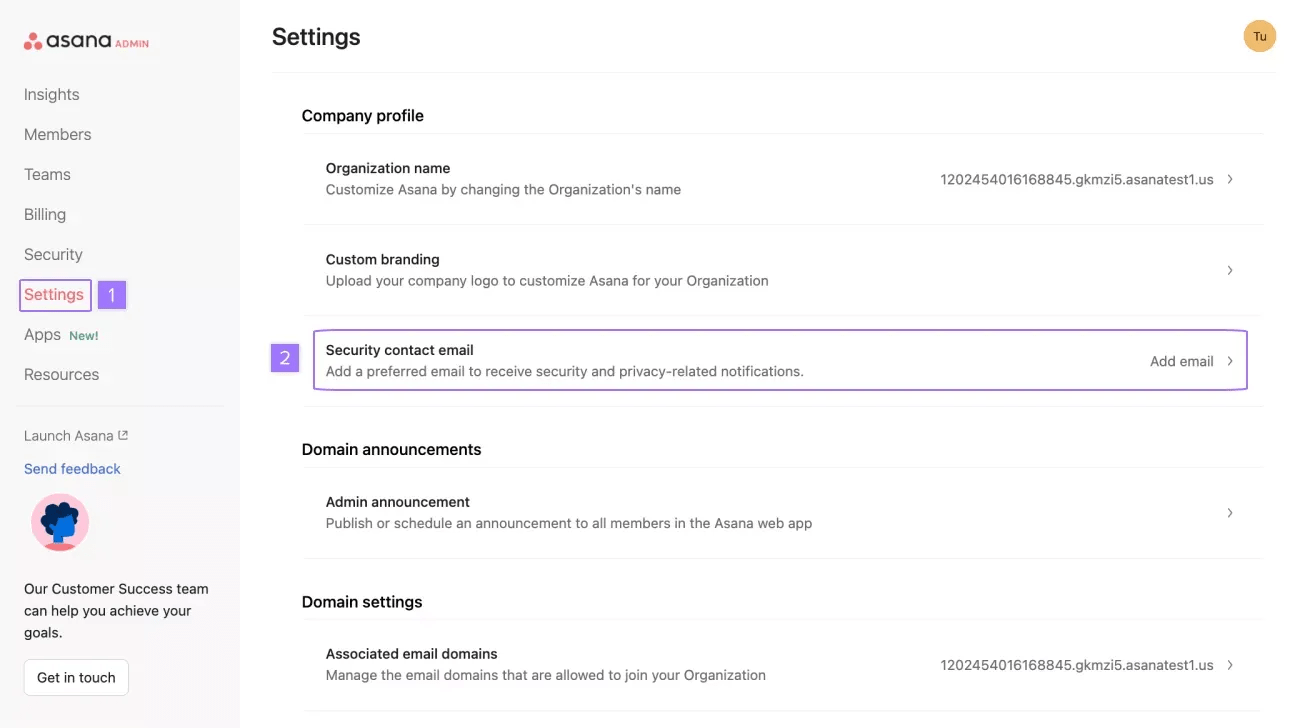 Managing organization settings