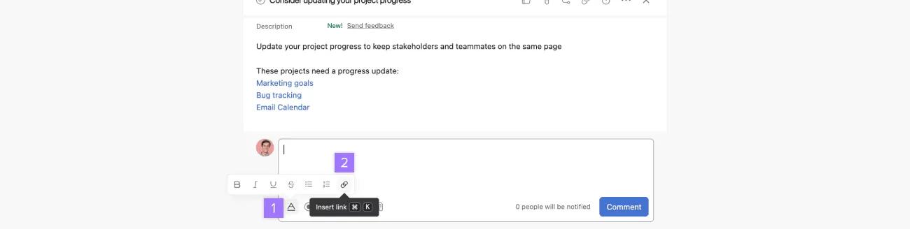 Text formatting in Asana