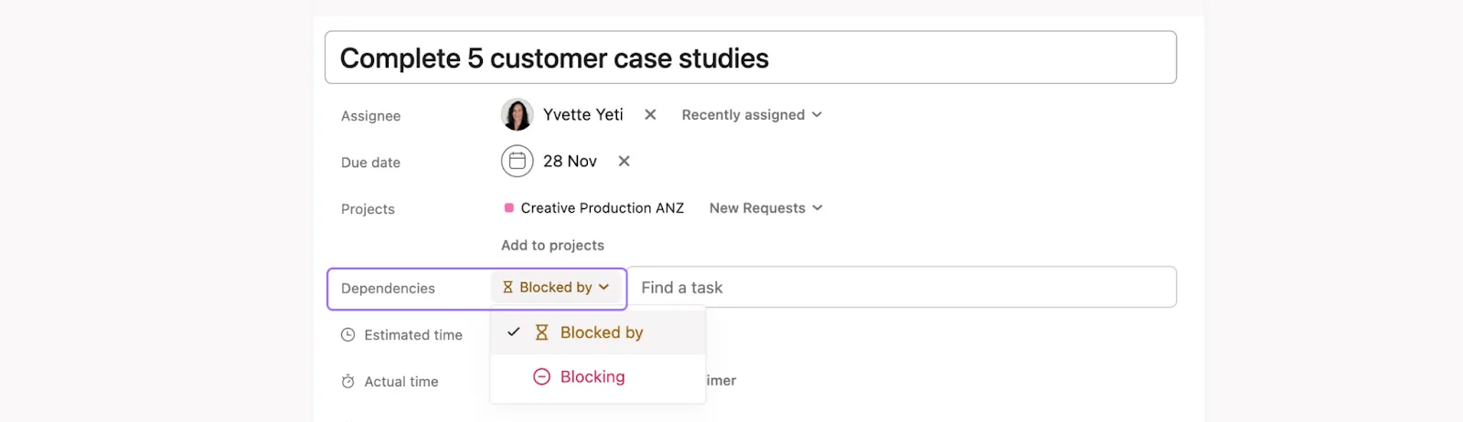 Different Types of Tasks in Asana
