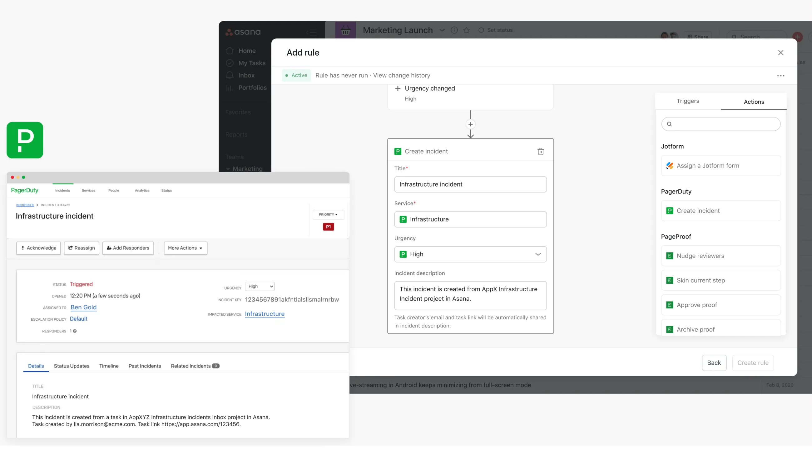 Rules integrations for operations and support