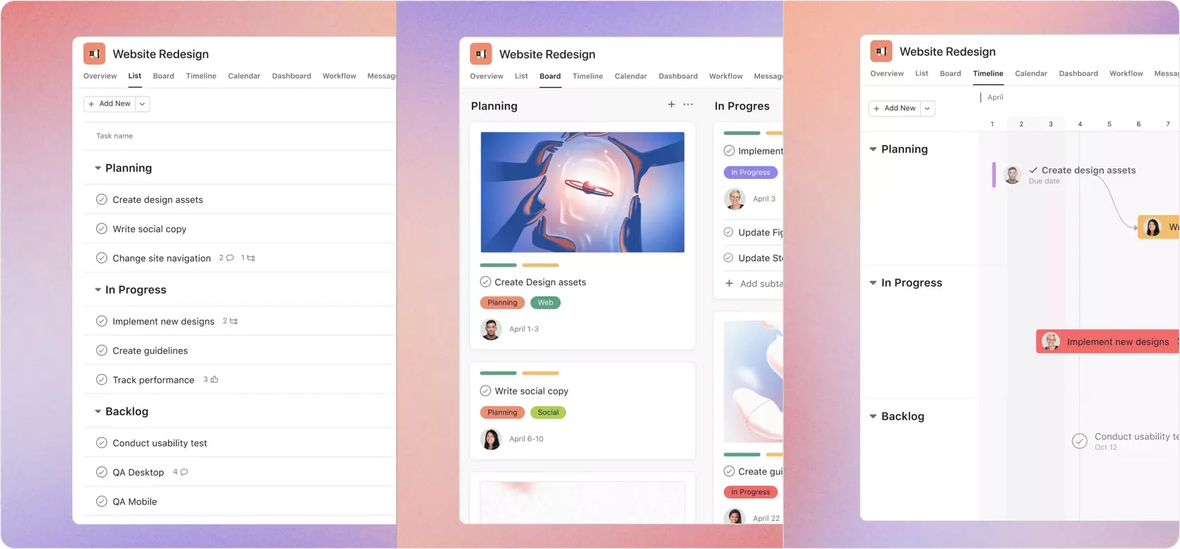Descubre las opciones y funciones de la vista de proyecto de Asana • Asana