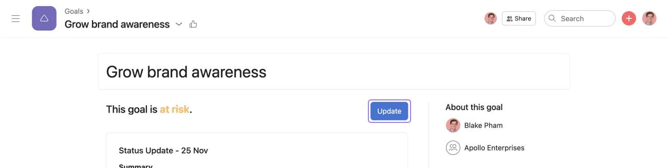Progress, status, and connecting work to goals