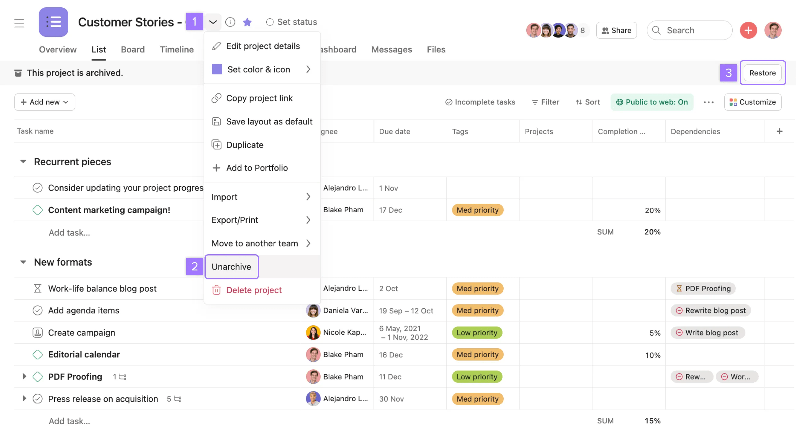 Understanding projects