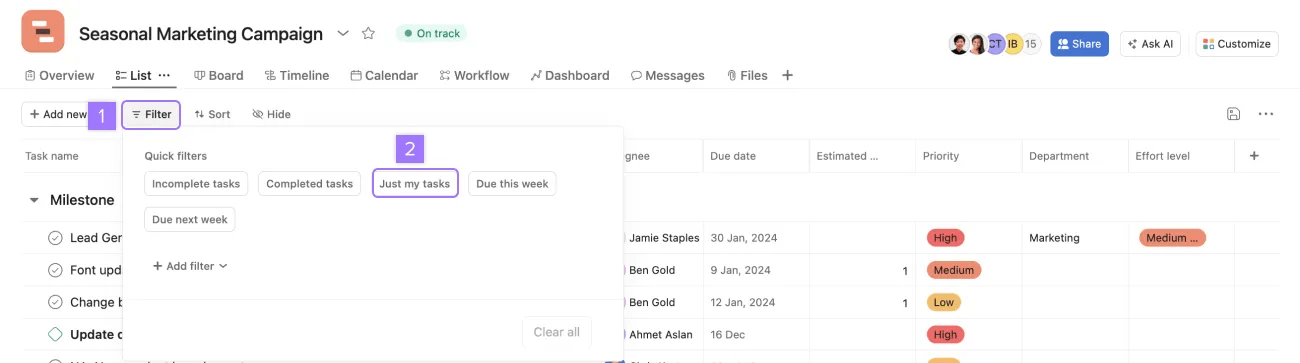 Master Task Prioritization in Asana