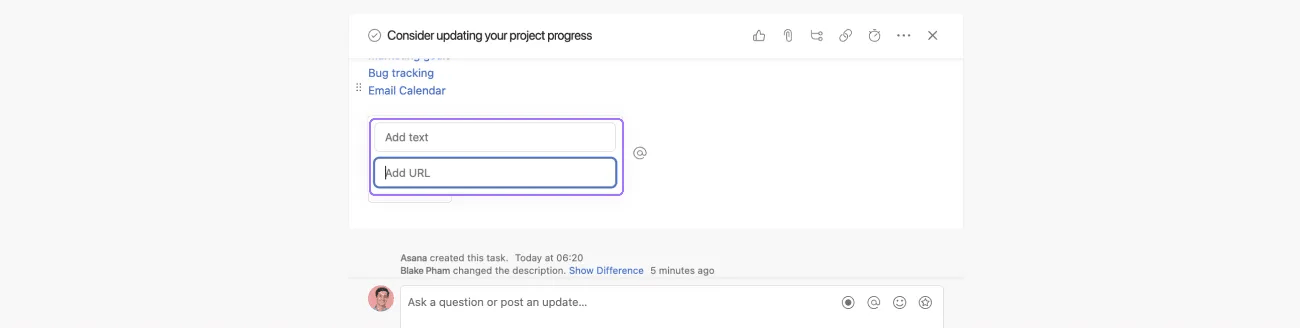 Text formatting in Asana