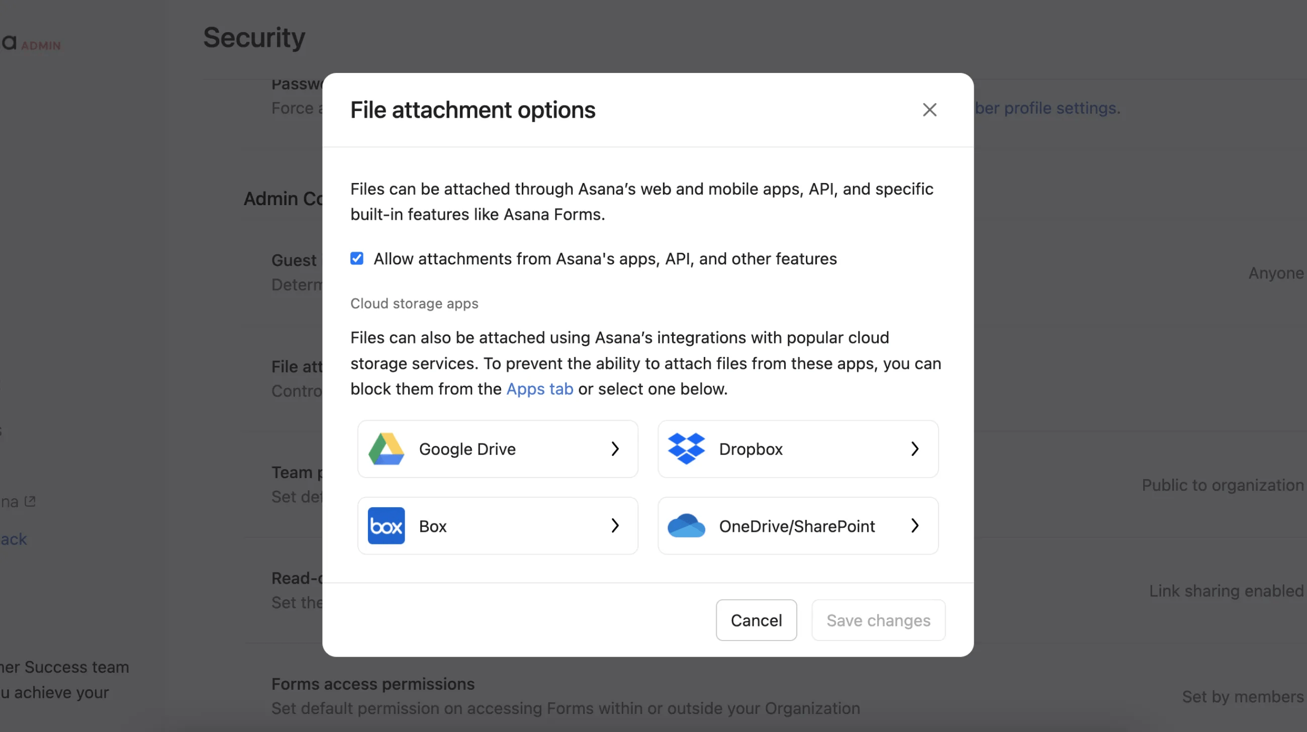 Admin security controls
