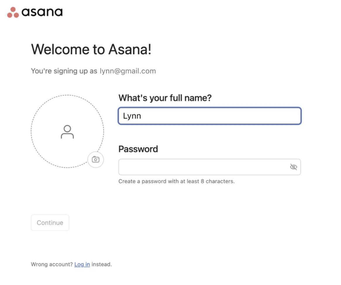 Asana account email policy