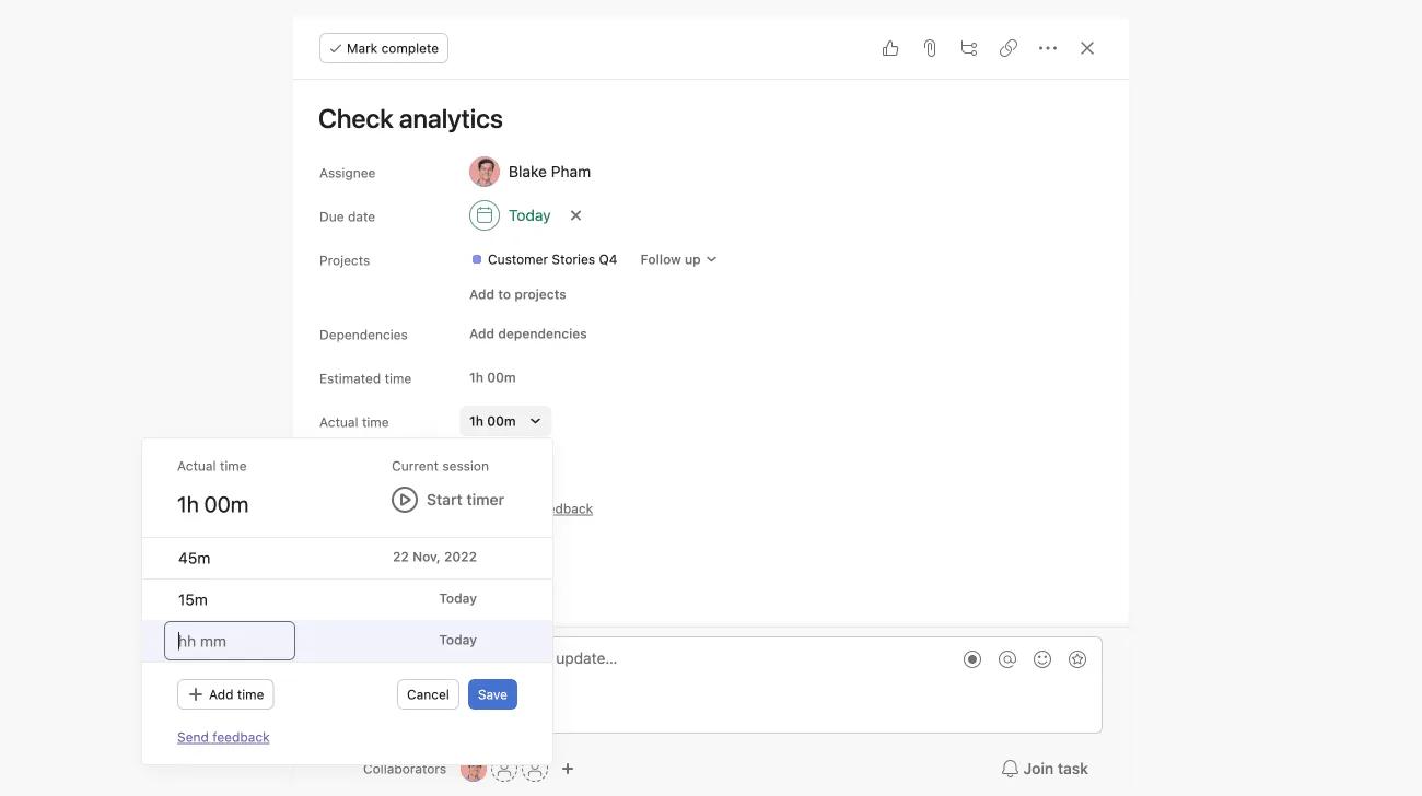 Time Tracking in Asana