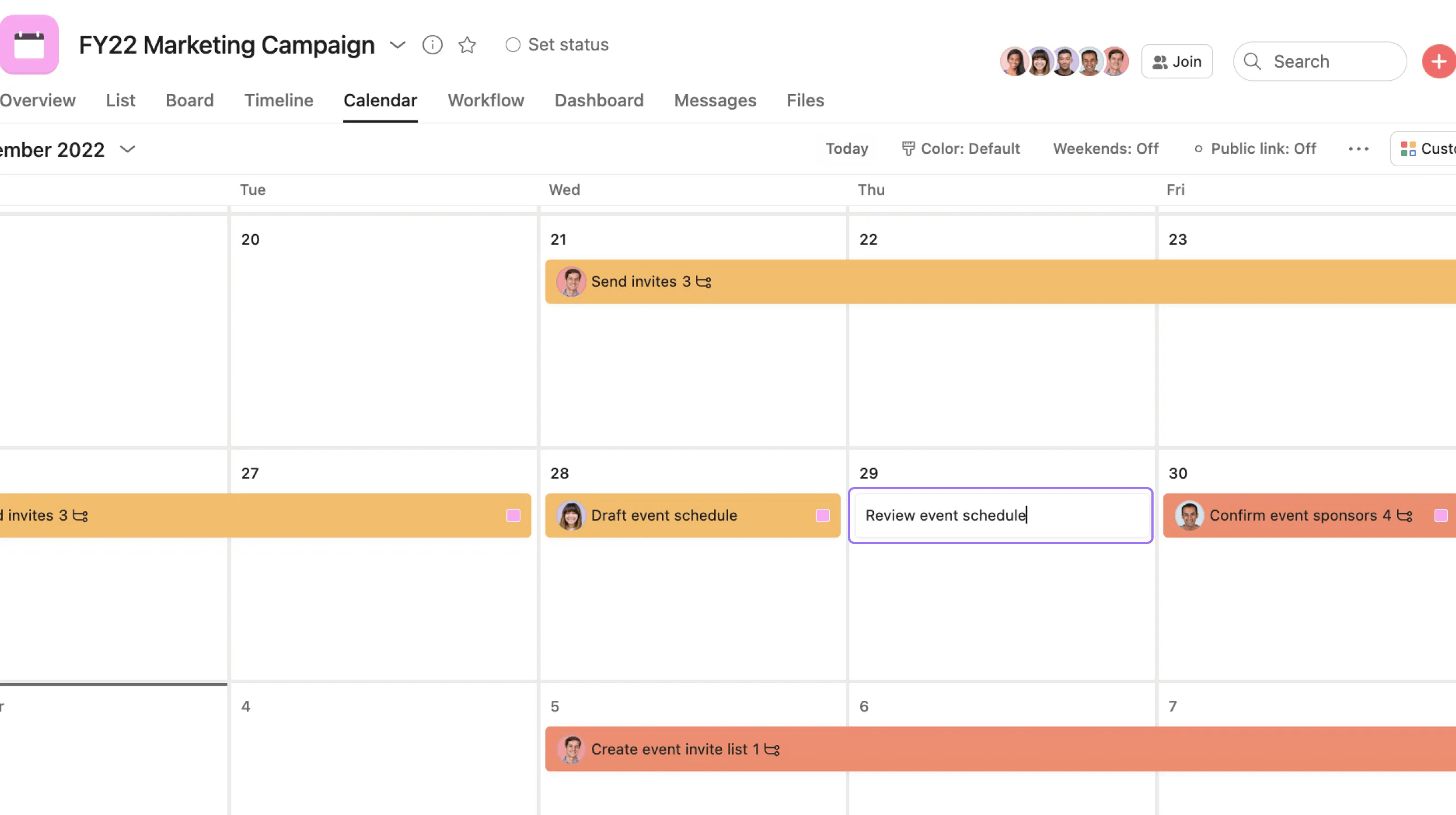 Calendar view