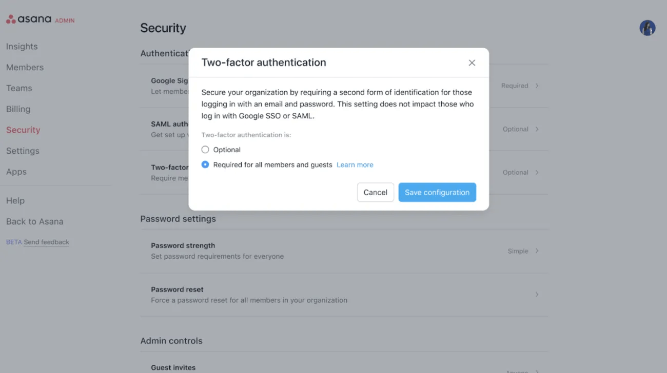 Mandatory two-factor authentication
