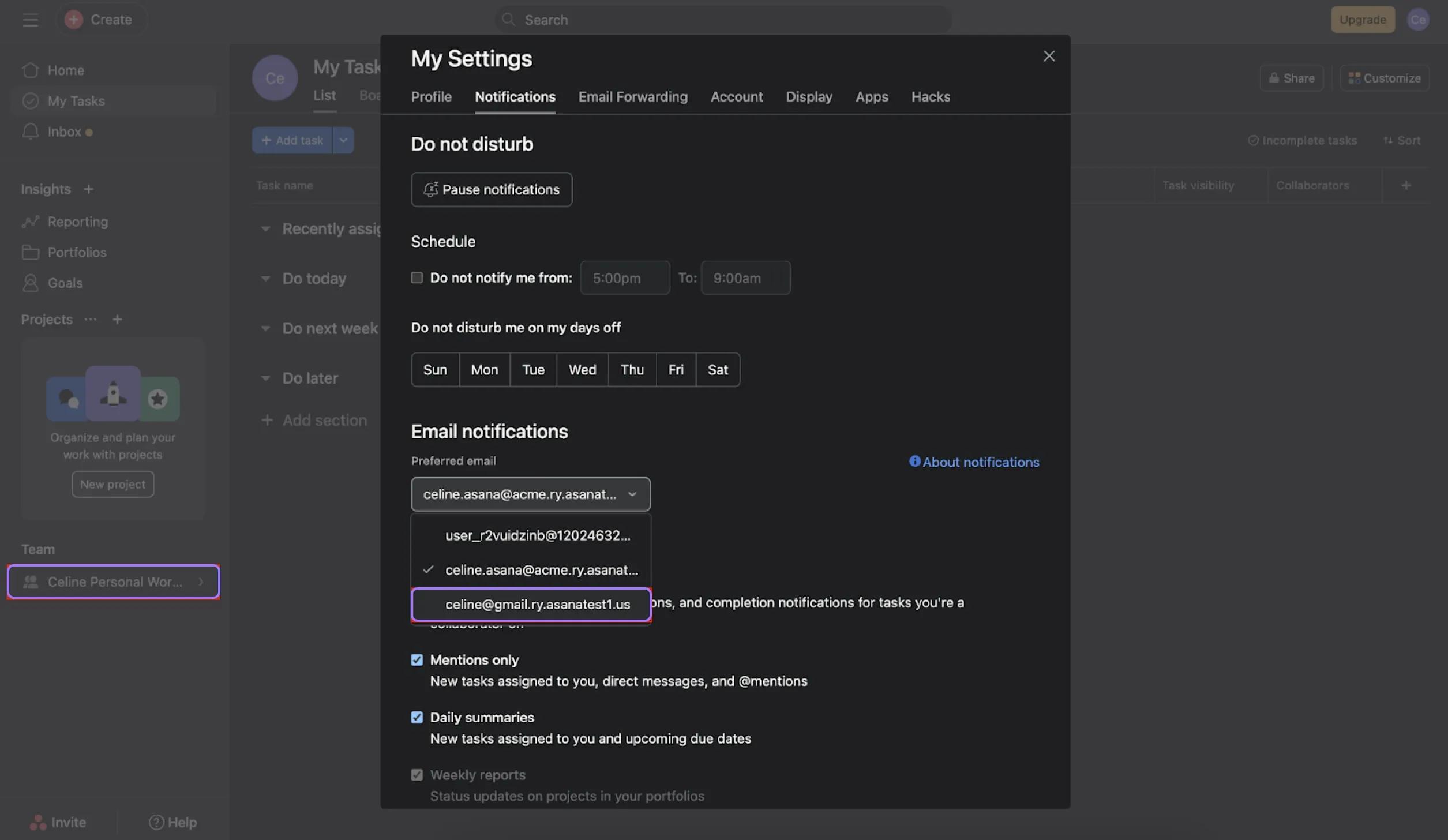 How to separate Asana accounts