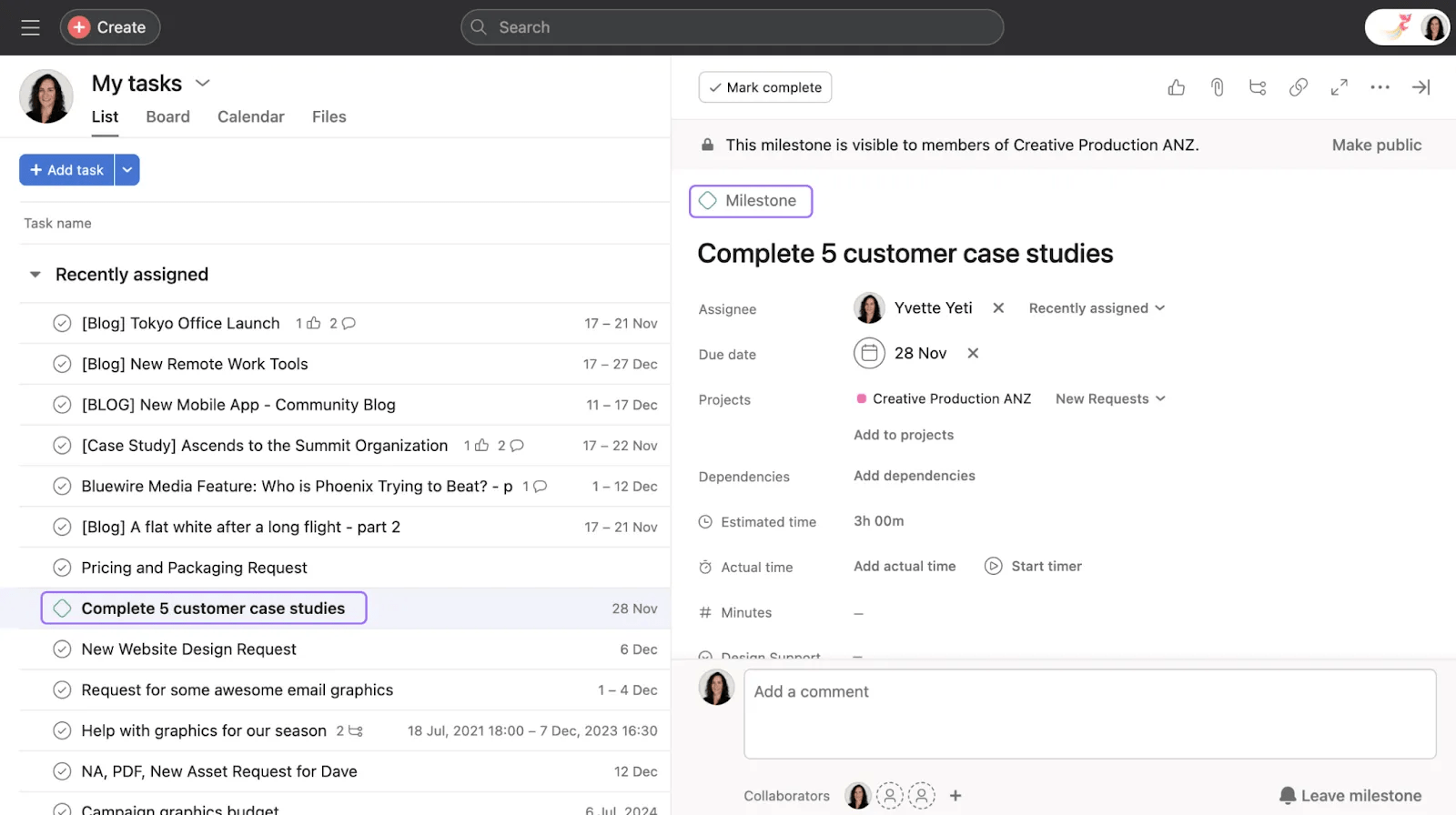 Different Types of Tasks in Asana
