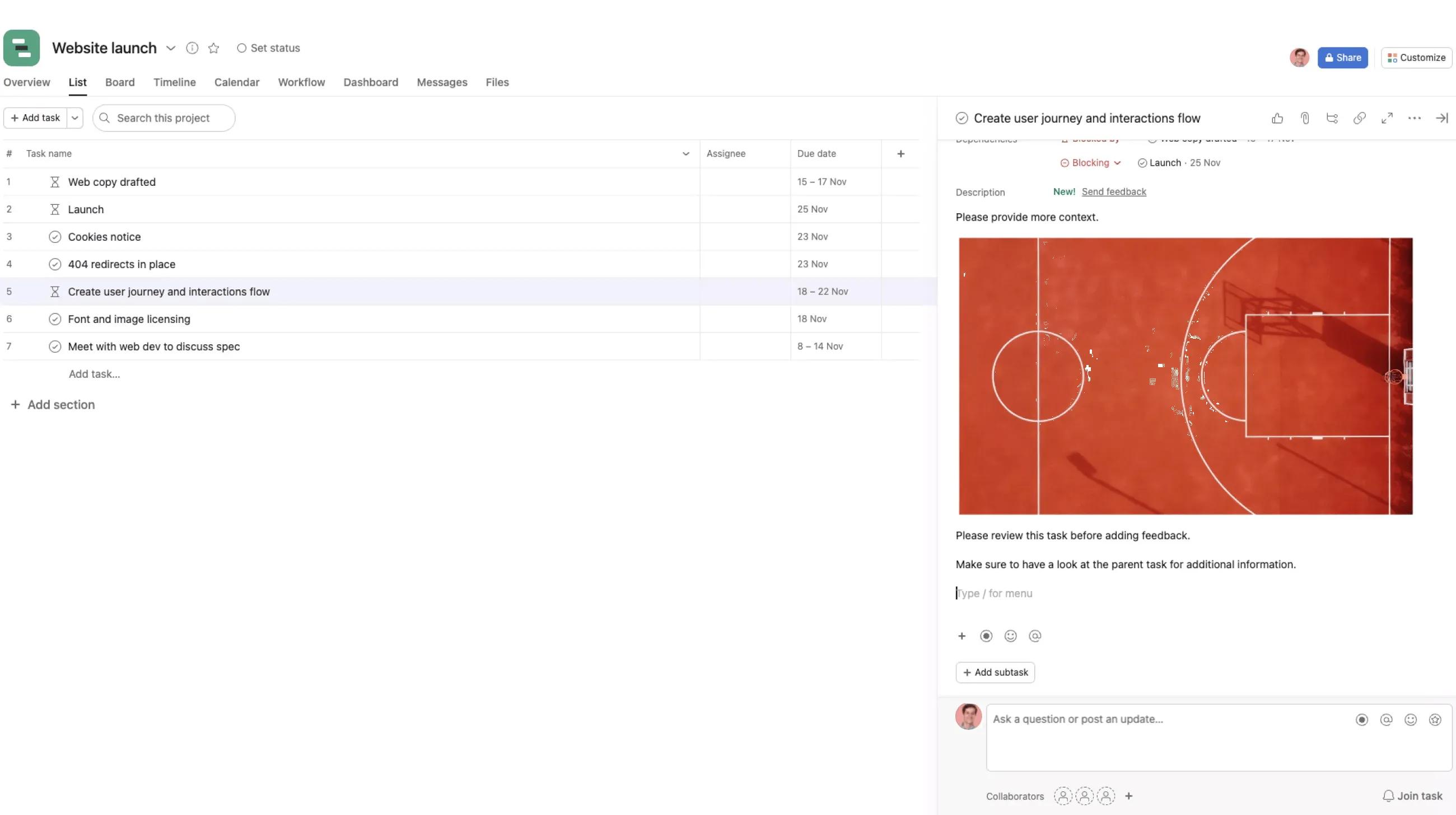 Text formatting in Asana