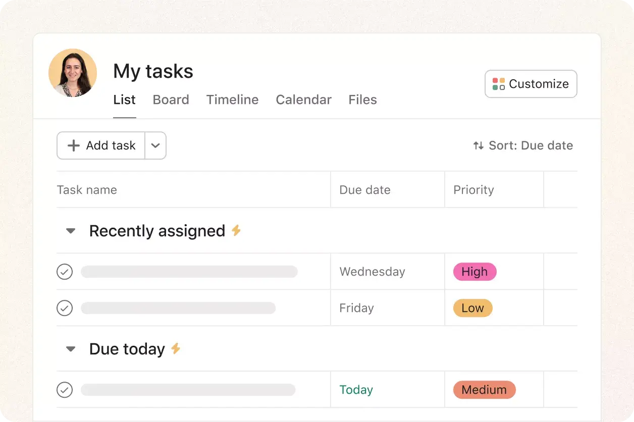 Explore Features of Asana My Tasks • Asana