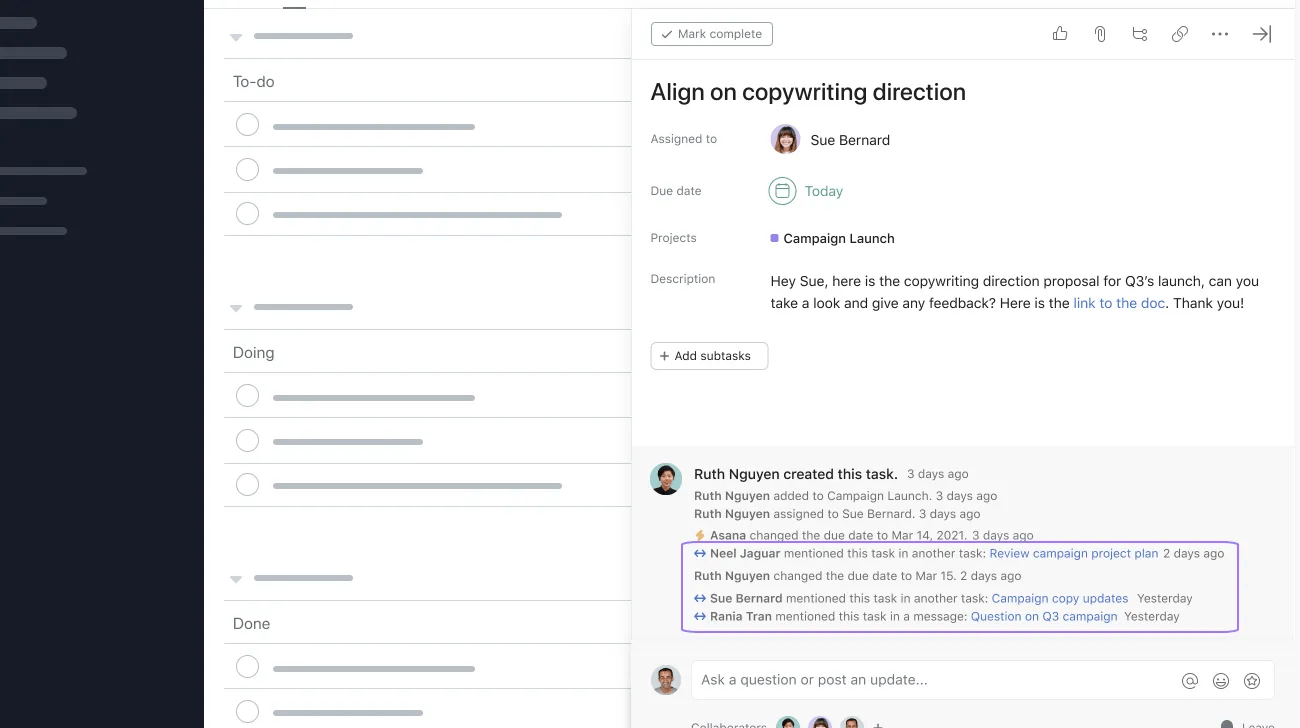 Task comments and attachments