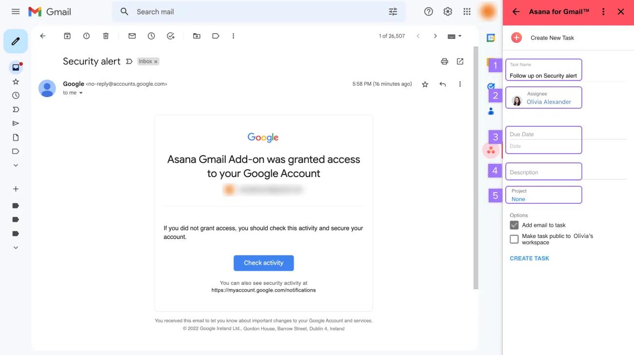 Extension Asana pour Gmail